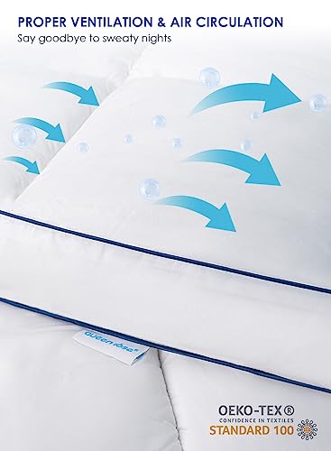 QUEEN ROSE Mattress Topper Full, Extra Thick Mattress Pad Topper, Pillow Top Soft Mattress Bed Topper Cover with 8-21” Deep Pocket, Overfilled Down Alternative, Plush for Back Pain Relief, White