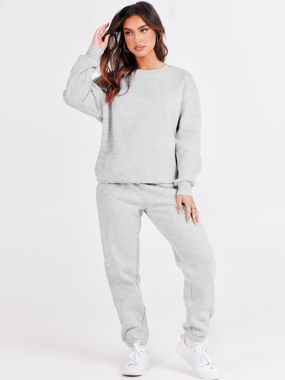 ANRABESS Women's Two Piece Outfits Lounge Set Long Sleeve Crewneck Sweatshirt Jogger Pants Tracksuit Sweatsuit 2024 Fall Sets Small