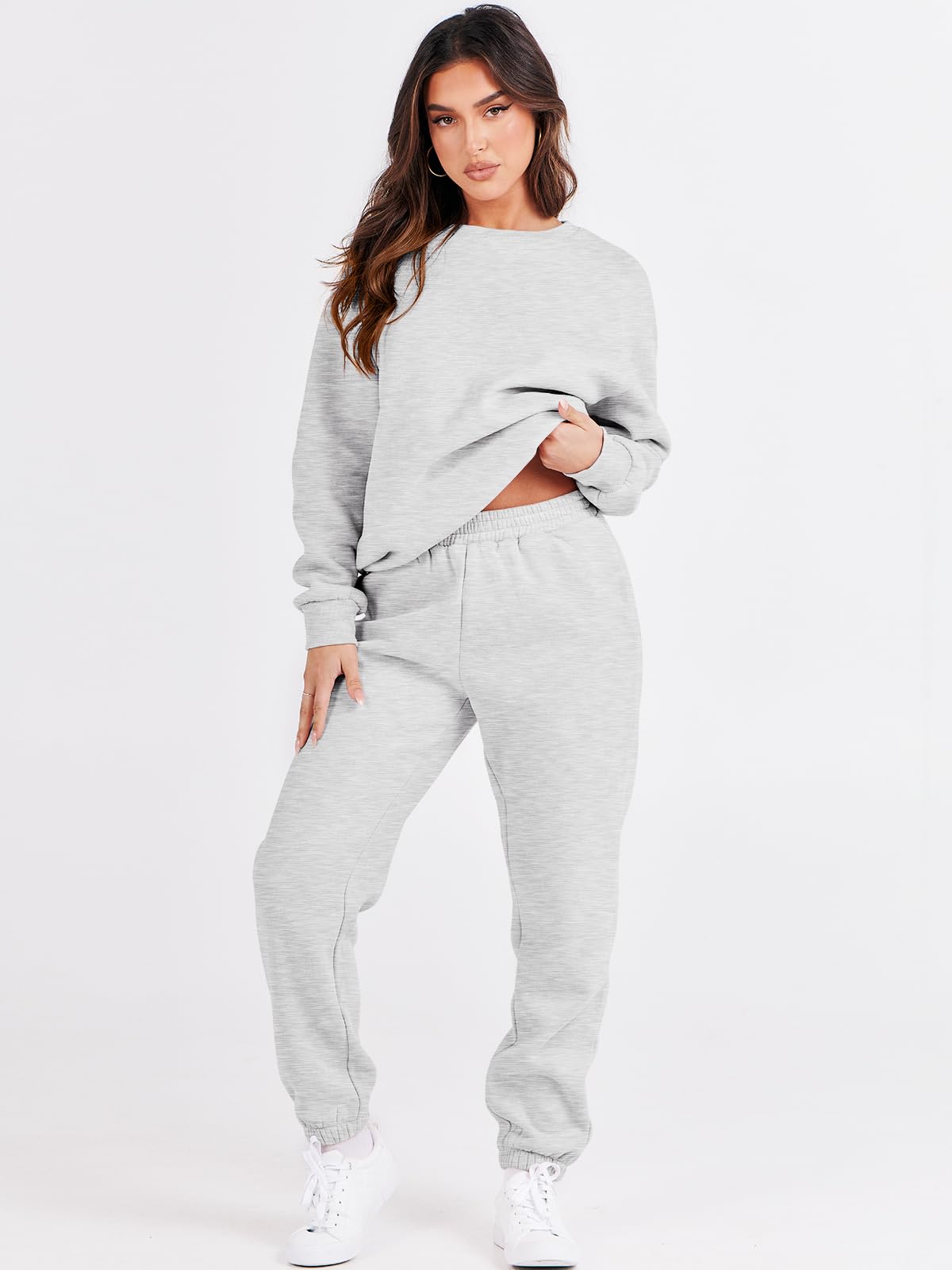 ANRABESS Women's Two Piece Outfits Lounge Set Long Sleeve Crewneck Sweatshirt Jogger Pants Tracksuit Sweatsuit 2024 Fall Sets Small