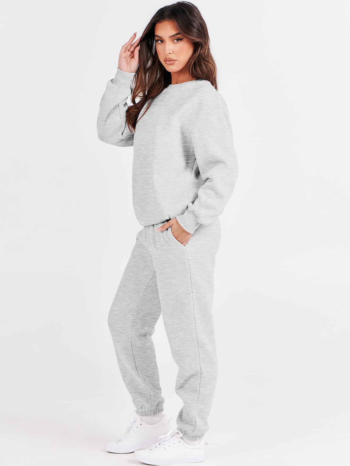 ANRABESS Women's Two Piece Outfits Lounge Set Long Sleeve Crewneck Sweatshirt Jogger Pants Tracksuit Sweatsuit 2024 Fall Sets Small