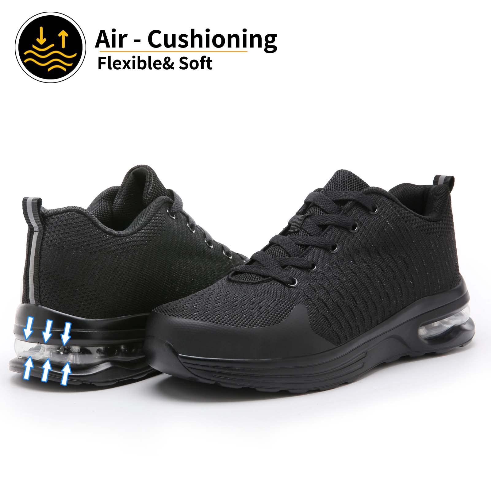 LUPWEE Steel Toe Shoes for Men Slip Resistant Safety Work Shoes Puncture Proof Comfortable Indestructible Sneakers with Specialized Work Insole for Industry Construction Warehouse Black M10.5