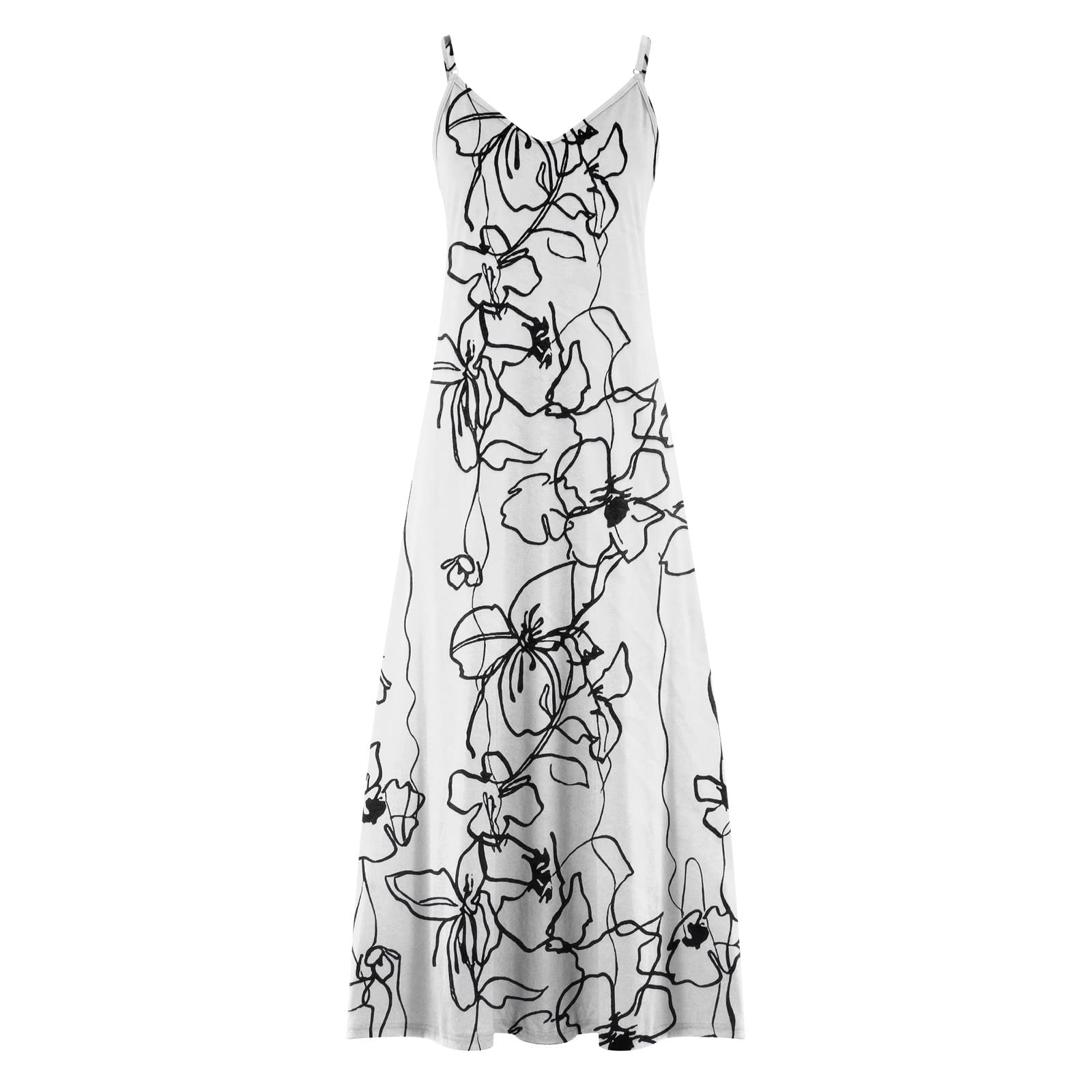 Ceboyel Women Floral Spaghetti Strap Sundress Casual Summer Long Maxi Dress Vneck Sexy Boho Dresses Trendy Beach Clothes 2023