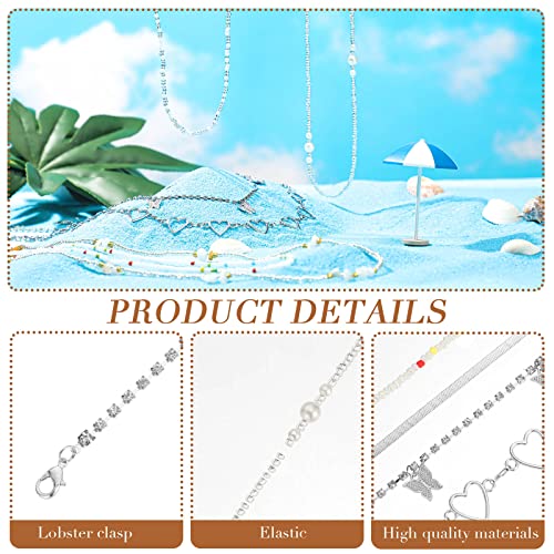 JenPen 8 Pcs Belly Chain Adjustable Waist Chain Summer Beach Bikini Boho Waist Body Beads for Women Adults Multilayer(Modern Style)