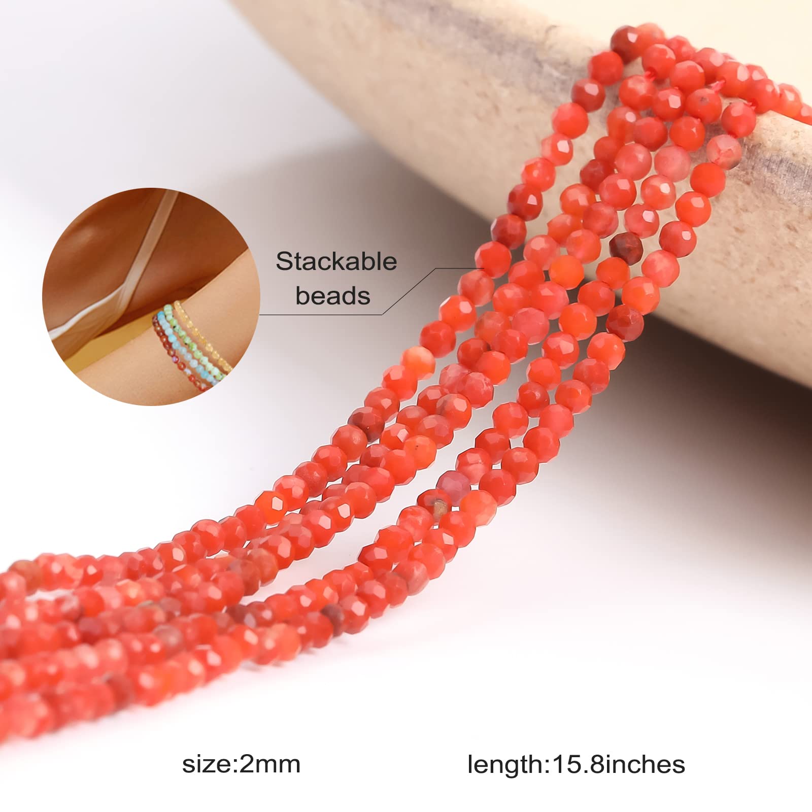 FONNEY 2mm Faceted Natural Stone Beads for Jewelry Making AAA Quality Gemstone Beads Mix Agate Beads 180pcs Micro Laser Cut Round Loose Beads Charms for DIY Jewelry 15.8''Healing Stone Beads