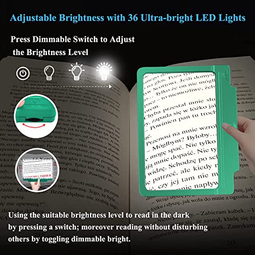 4X Magnifying Glass with 36 Adjustable LED Lights Provide Full-Page Viewing Area Evenly Lit Perfect for Low Vision Person and Seniors (Green)