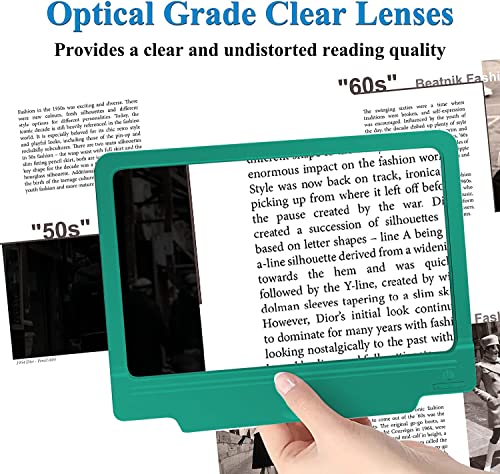 4X Magnifying Glass with 36 Adjustable LED Lights Provide Full-Page Viewing Area Evenly Lit Perfect for Low Vision Person and Seniors (Green)