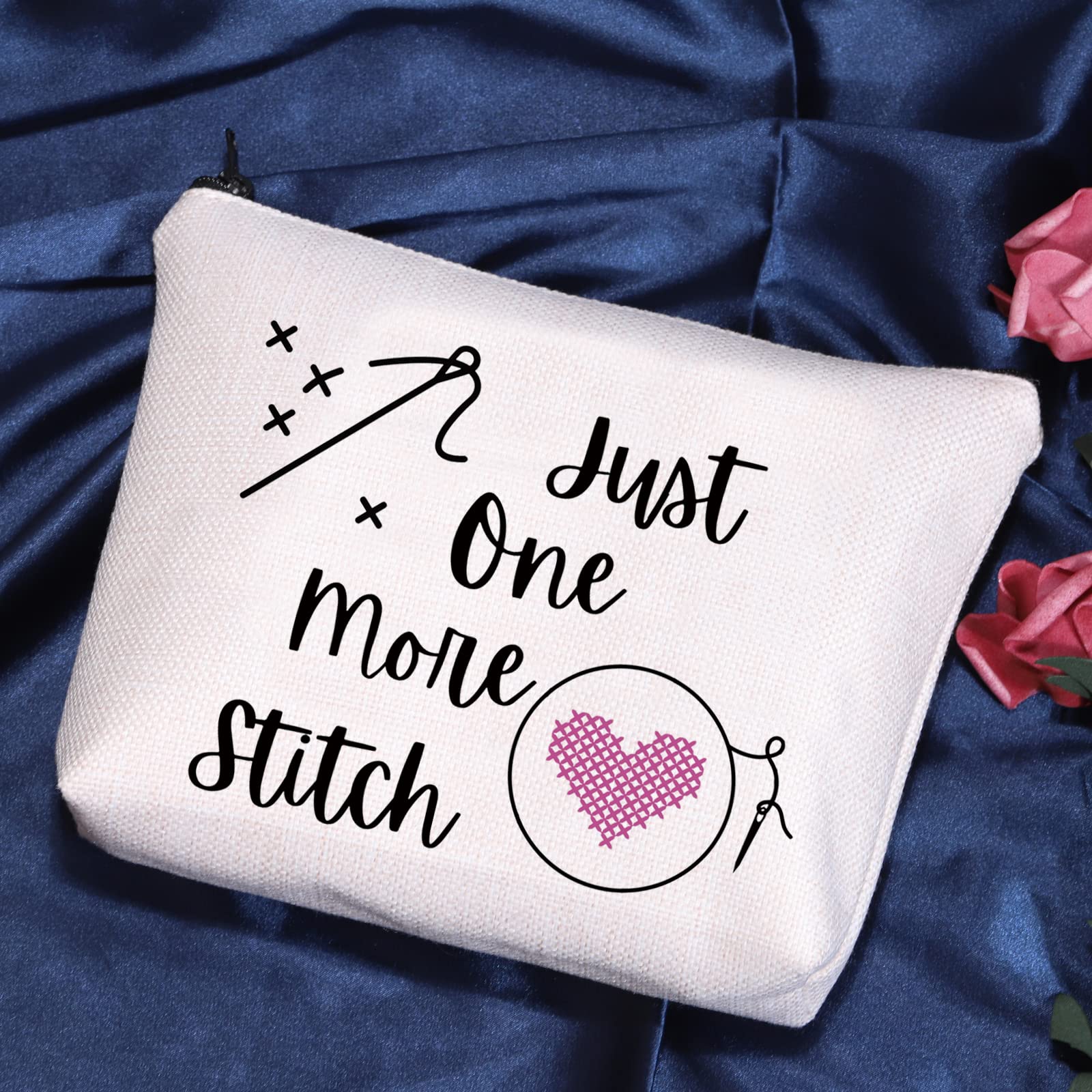 POFULL Cross Stitch Gift Just One More Stitch Cosmetic Bag Craft Love Gift (Just One More Stitch Cosmetic Bag)