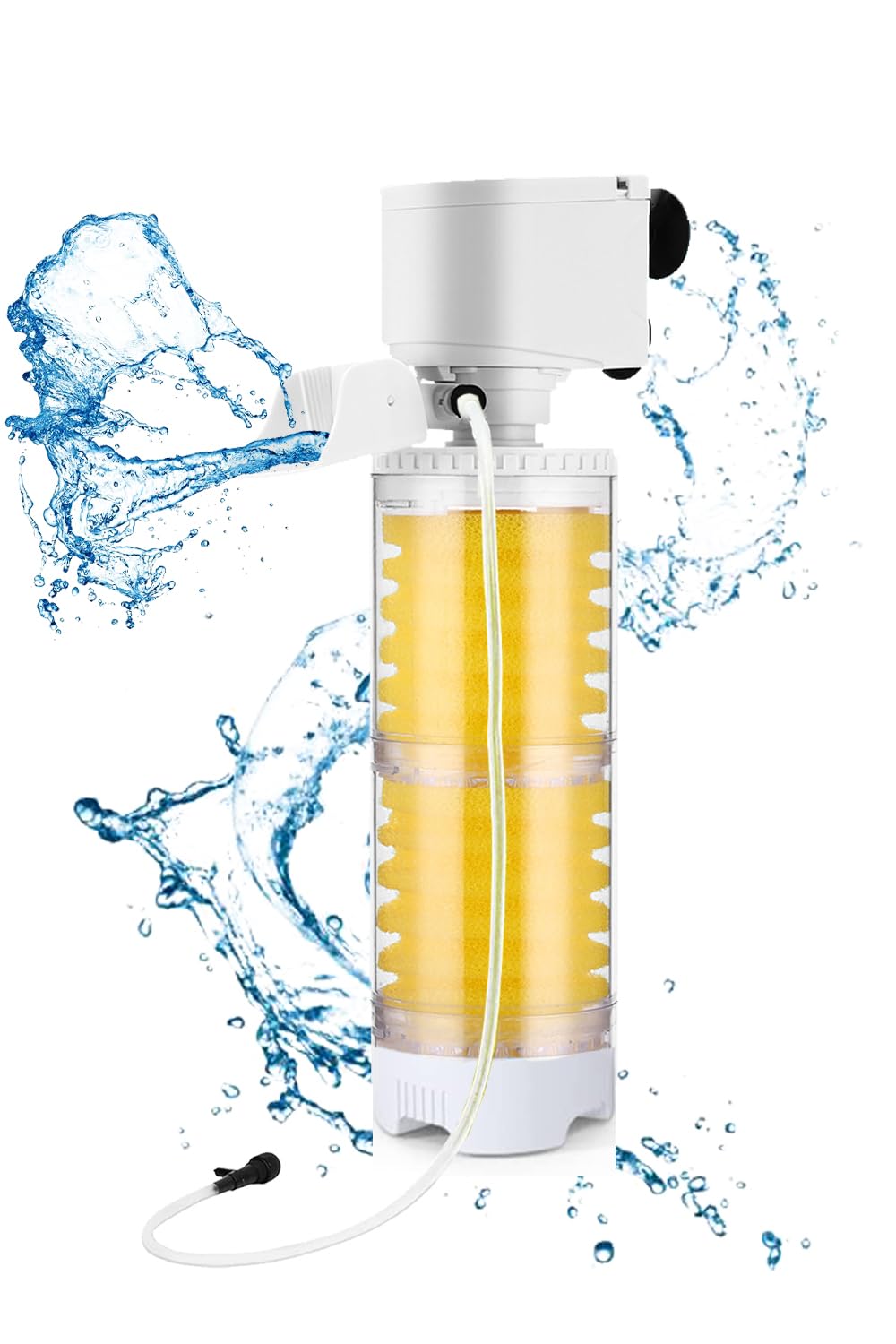 Carzos Aquarium Filter, 2-Stages Sponge Filter for Fish Tank, 20W 320GPH Water Pump 3-in-1 Multi-Function Filtration, Oxygenation, Circulation Adjustable Flow Aquarium Filter (20W for 2 Stages)