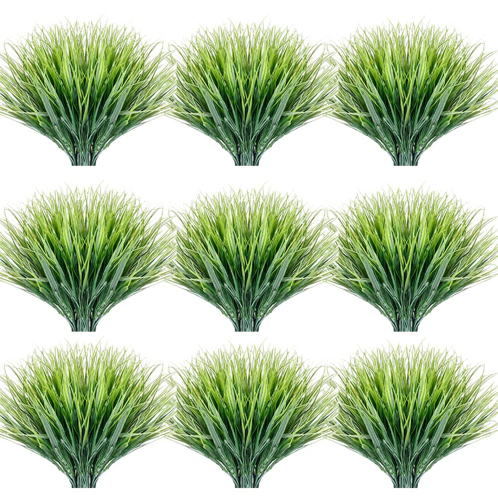 JEMONG 30 Bundles Artificial Grasses Outdoor UV Resistant Fake Grasses No Fade Faux Plastic Plants Garden Porch Window Box Decorating…