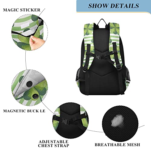 ALAZA Shamrock Pattern St Patrick's Day Backpack Bookbag Laptop Notebook Bag Casual Travel Trip Daypack for Women Men Fits 15.6 Laptop