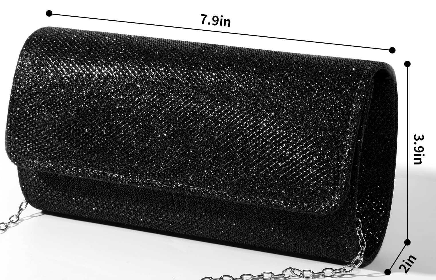 lovyoCoCo Evening Bag Clutch Purses for Women Ladies Sparkling Party Handbag Wedding Bag (Black)