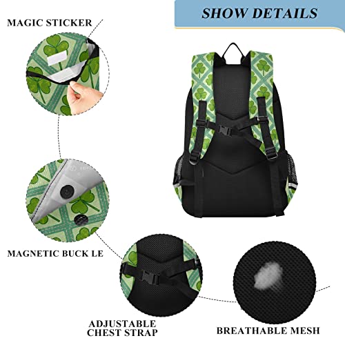 ALAZA St Patrick's Day Clovers Art Backpack Bookbag Laptop Notebook Bag Casual Travel Trip Daypack for Women Men Fits 15.6 Laptop