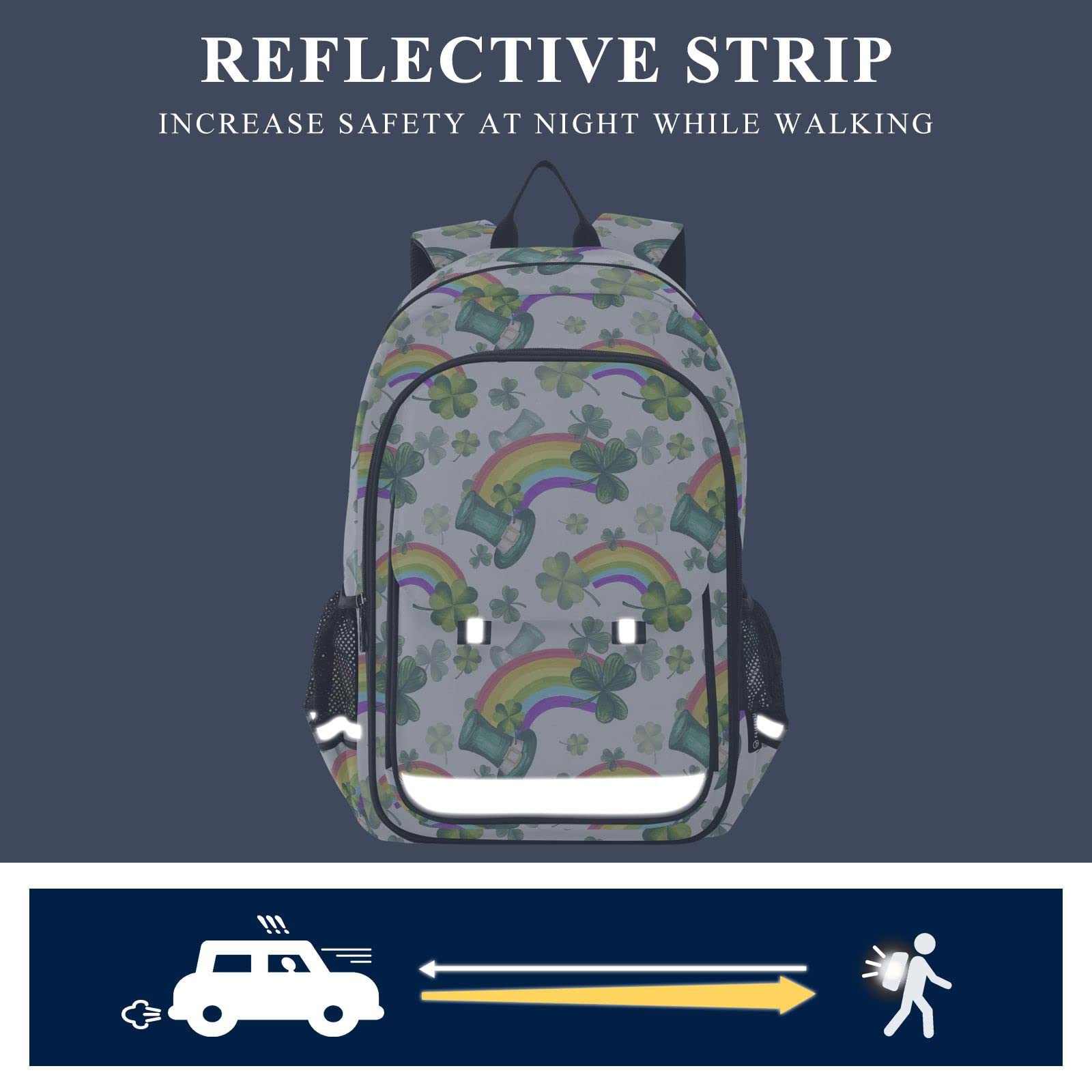 ALAZA Shamrock Rainbow St Patrick's Day Backpack Bookbag Laptop Notebook Bag Casual Travel Trip Daypack for Women Men Fits 15.6 Laptop