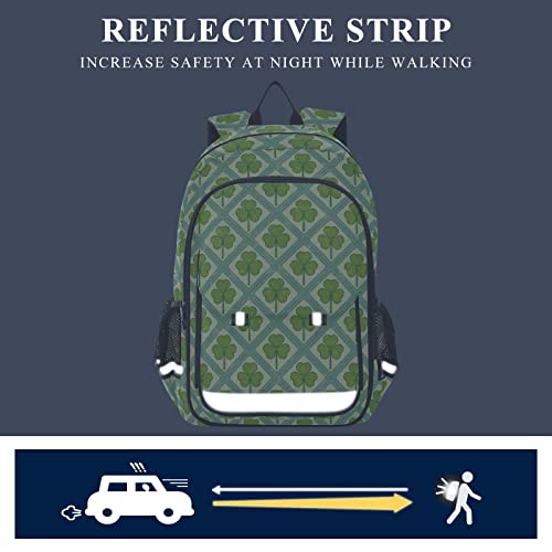 ALAZA St Patrick's Day Clovers Art Backpack Bookbag Laptop Notebook Bag Casual Travel Trip Daypack for Women Men Fits 15.6 Laptop