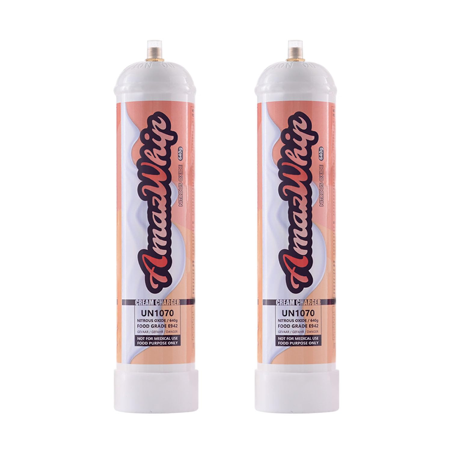 AMAZWHIP Whipped Cream Charger 640g 0.95L nitrous oxide tank (2 cylinders)