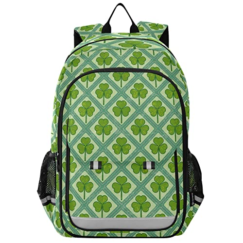 ALAZA St Patrick's Day Clovers Art Backpack Bookbag Laptop Notebook Bag Casual Travel Trip Daypack for Women Men Fits 15.6 Laptop