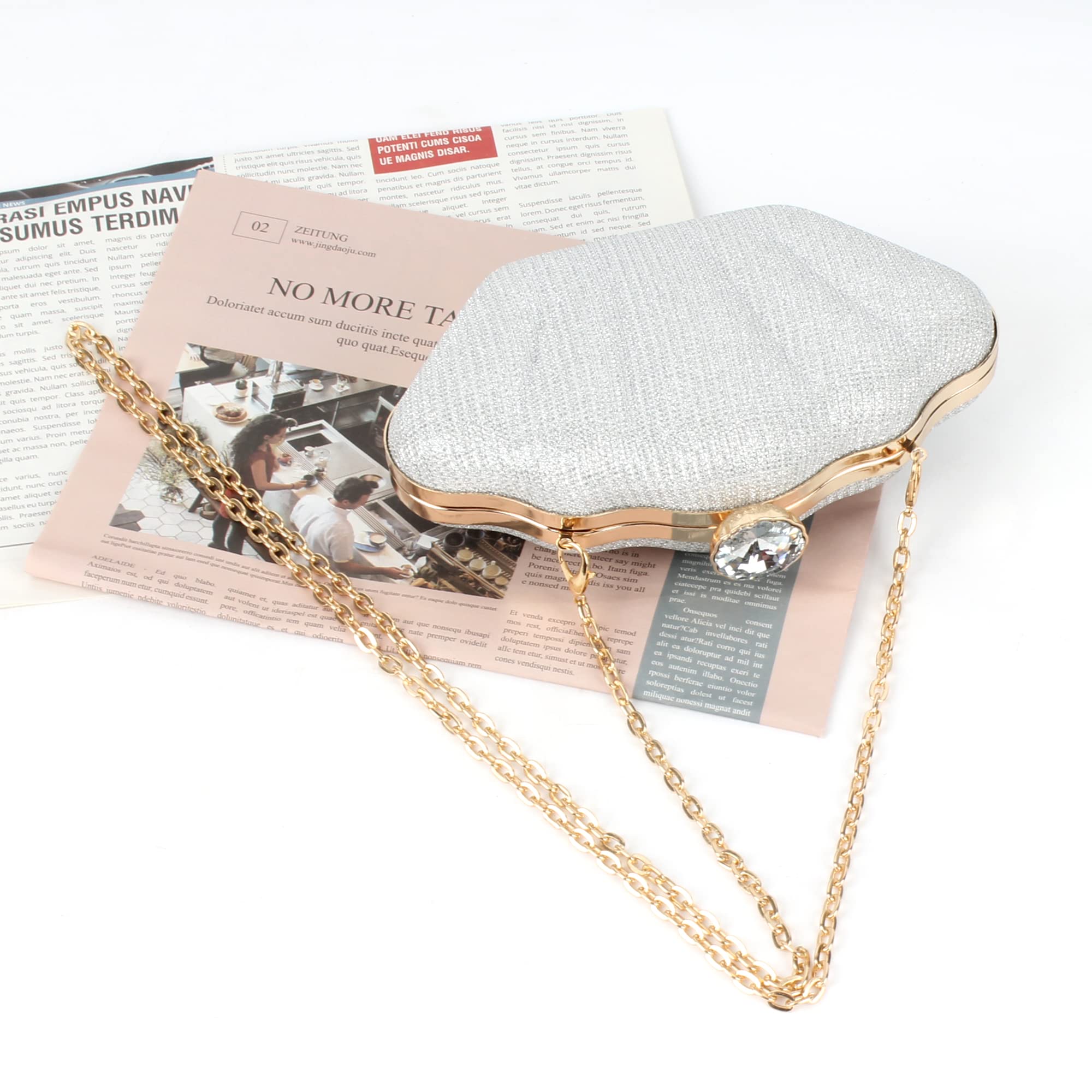 Women Mini Sequins Seashell Evening Clutch Chain Strap Cross-body Bag
