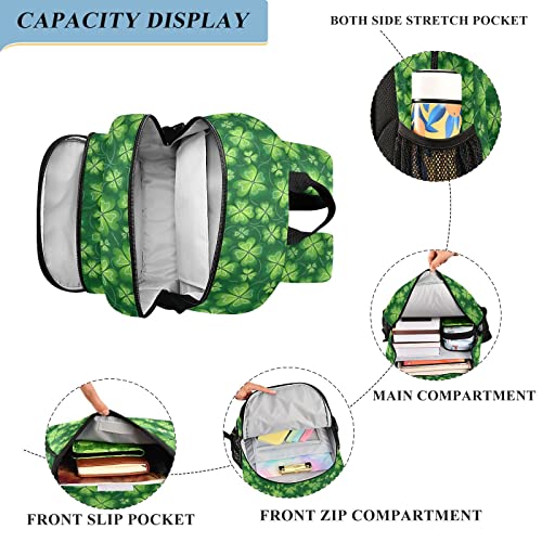 ALAZA Dark Green Clover St Patrick's Day Backpack Bookbag Laptop Notebook Bag Casual Travel Trip Daypack for Women Men Fits 15.6 Laptop
