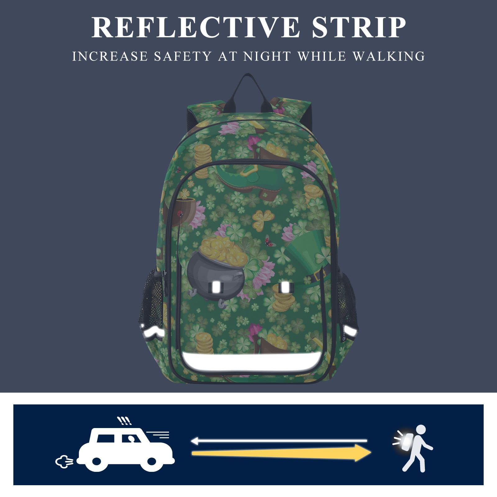 ALAZA St Patrick's Day Clover Hat Backpack Bookbag Laptop Notebook Bag Casual Travel Trip Daypack for Women Men Fits 15.6 Laptop