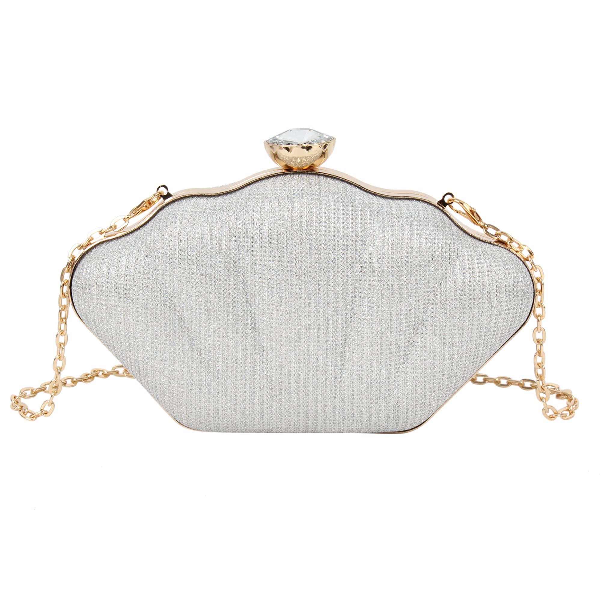 Women Mini Sequins Seashell Evening Clutch Chain Strap Cross-body Bag