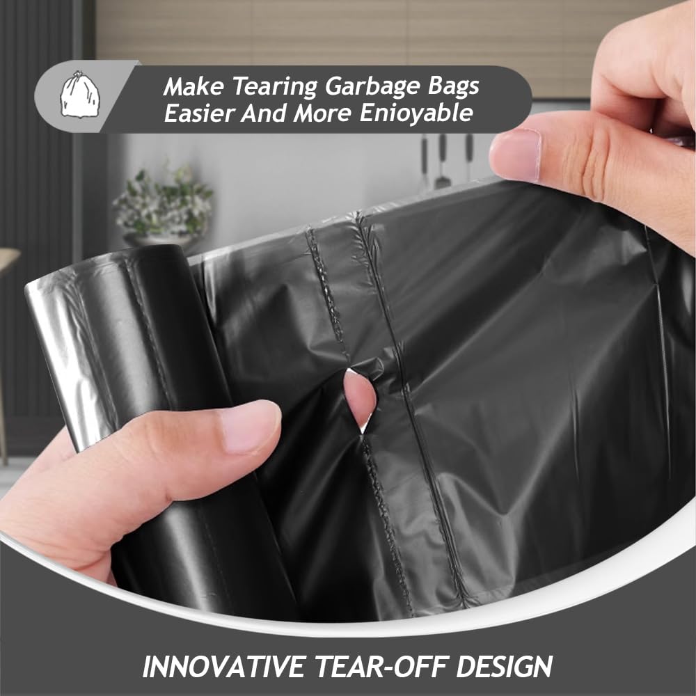 2 Gallon 100 Counts Small Strong Black Trash Bags Garbage Bags by Teivio,Small Waste Basket Liner, Bathroom Trash Can Bin Liners, Plastic Bags for home office kitchen,Black