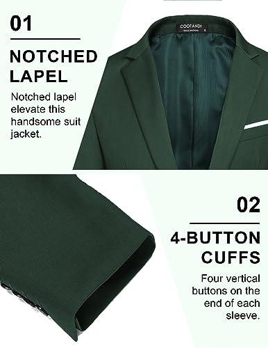 COOFANDY Green Blazer Men Casual Sport Coat Lightweight Suit Jacket Business One Button Dress Blazers Green, Large
