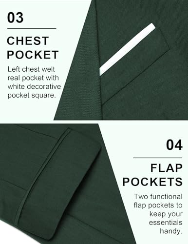 COOFANDY Green Blazer Men Casual Sport Coat Lightweight Suit Jacket Business One Button Dress Blazers Green, Large