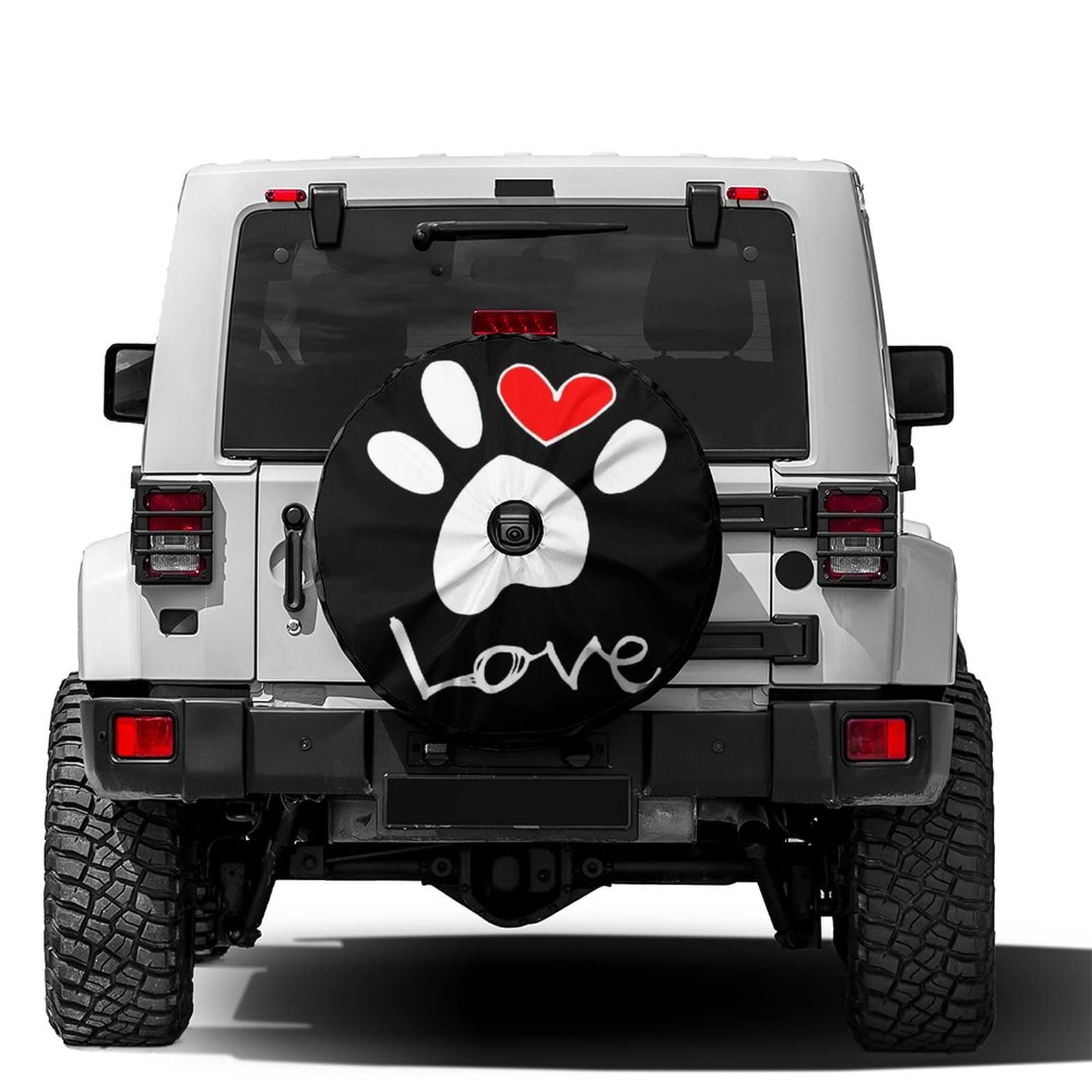 Delerain Spare Tire Cover with Backup Camera Hole Dog Footprint Paw Print Wheel Covers Waterproof Dust-Proof UV Sun Universal Fit for Jeep Trailer RV SUV Truck (17 Inch for Diameter 31"-33")
