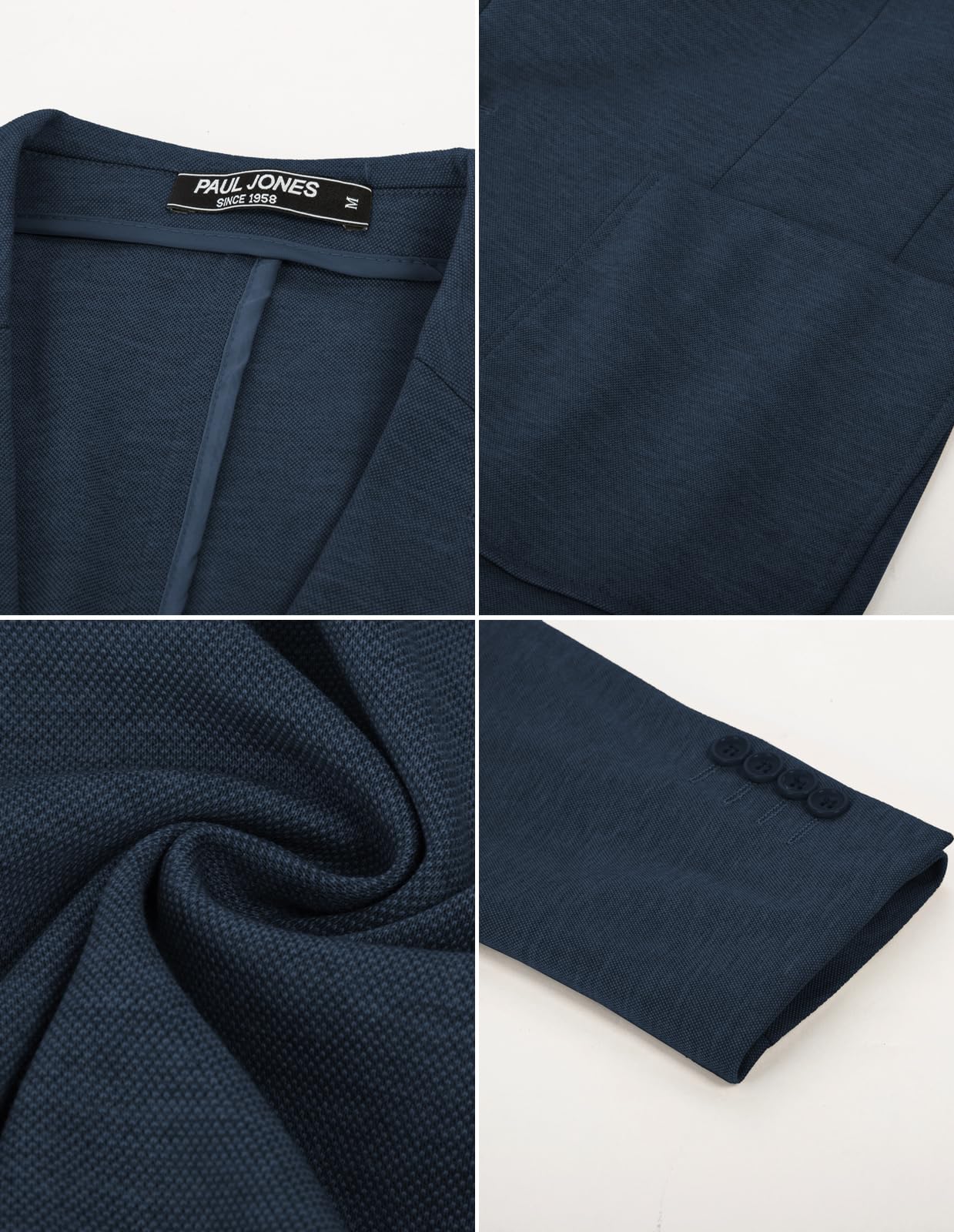 PJ PAUL JONES Blazer for Men Mens Lightweight Suit Jacket Notch Lapel Regular Fit Stretch Knit Sport Coats Navy Blue XL