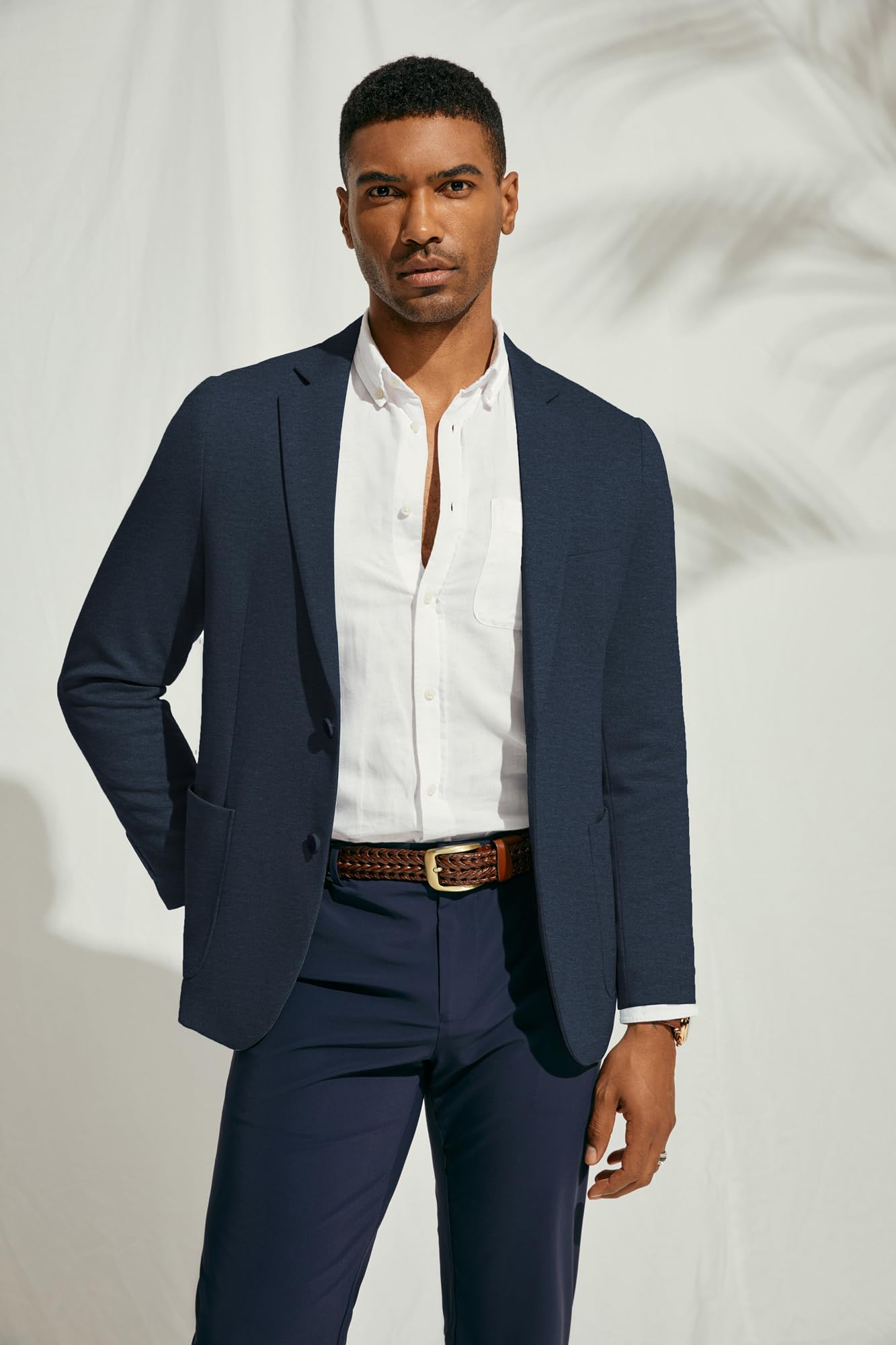 PJ PAUL JONES Blazer for Men Mens Lightweight Suit Jacket Notch Lapel Regular Fit Stretch Knit Sport Coats Navy Blue XL