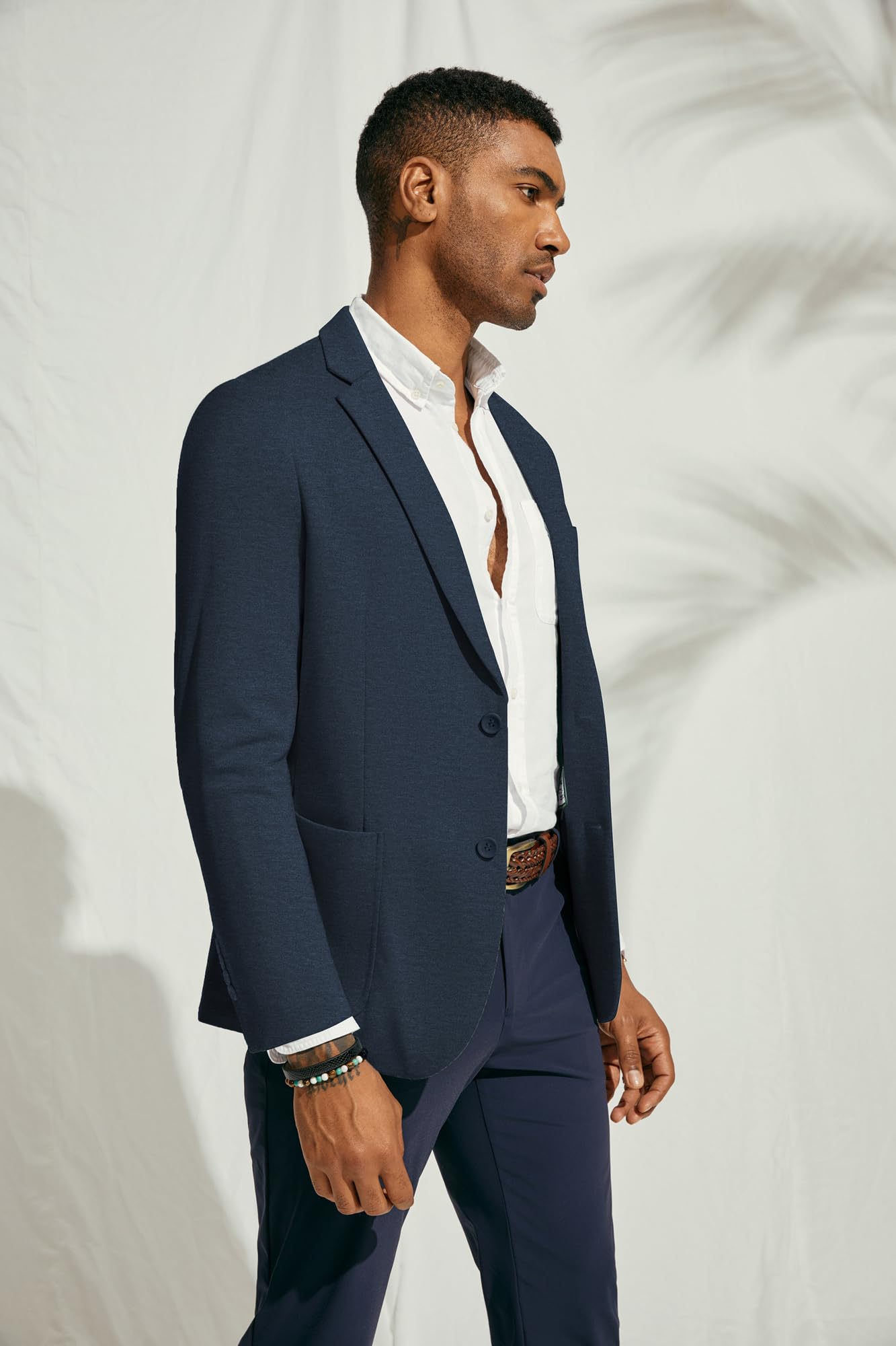 PJ PAUL JONES Blazer for Men Mens Lightweight Suit Jacket Notch Lapel Regular Fit Stretch Knit Sport Coats Navy Blue XL