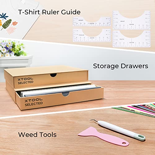 Heat Transfer Vinyl, Iron On Vinyl with Transfer Tape & Weeding Tools for Vinyl, HTV Vinyl with White HTV Vinyl Roll & Black HTV Vinyl roll & Vinyl Holder, HTV Heat Transfer Vinyl Bundle Gift Set