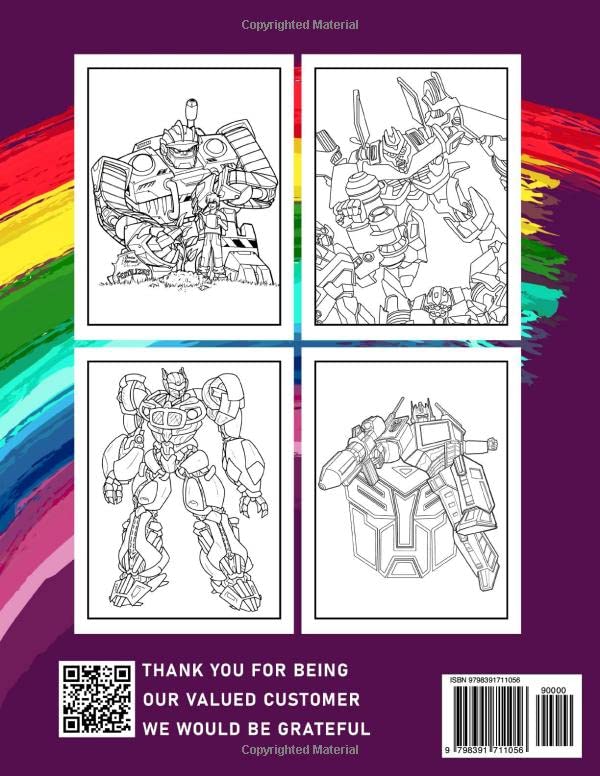 Robot Coloring Book: Coloring Pages Optimus Prime, Bumblebee and Other Robots Drawing 25 Images Inside | For Teens, Adults | Stress Relief | Birthday