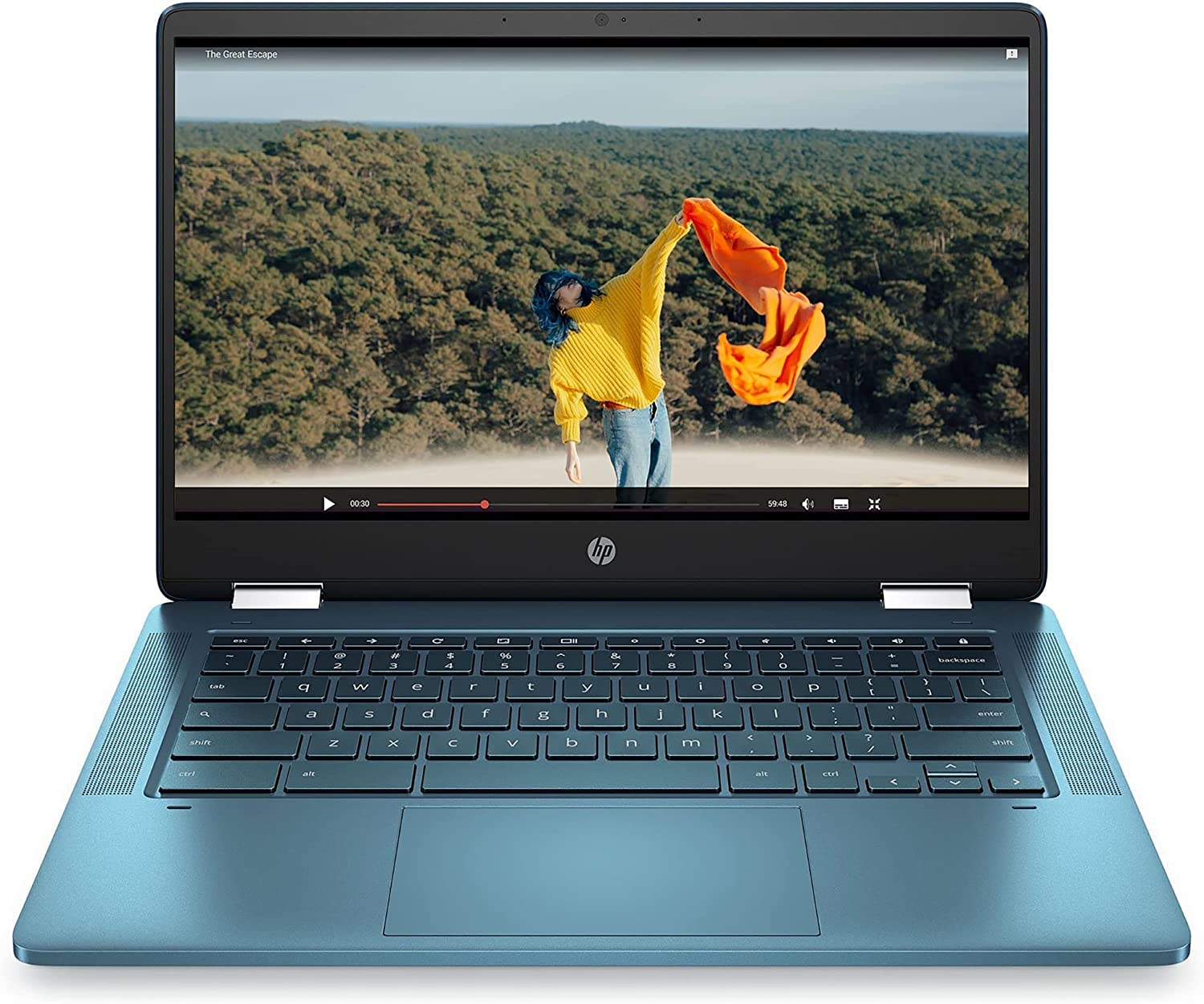HP Newest Laptop X360 14a Chromebook 14" HD Touchscreen, Intel Quad Core N4120, 4GB DDR4 64GB eMMC WiFi HD Webcam Stereo Speakers Bluetooth 5.0 iSlik Pen Forest Teal (Renewed)