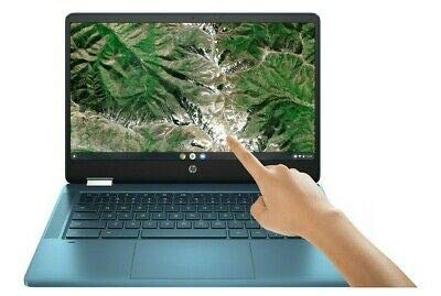 HP Newest Laptop X360 14a Chromebook 14" HD Touchscreen, Intel Quad Core N4120, 4GB DDR4 64GB eMMC WiFi HD Webcam Stereo Speakers Bluetooth 5.0 iSlik Pen Forest Teal (Renewed)