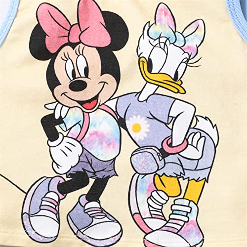 Disney Mickey and Friends Toddler Girl 2 Piece Outfits Set Sleeveless Tank Top and Shorts Set Light Blue 4-5 Years