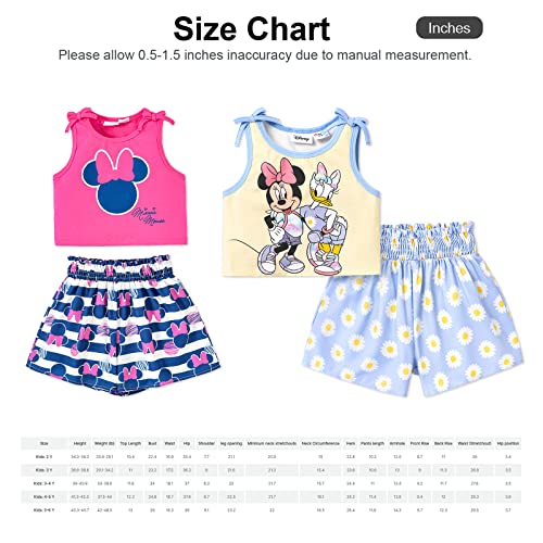 Disney Mickey and Friends Toddler Girl 2 Piece Outfits Set Sleeveless Tank Top and Shorts Set Light Blue 4-5 Years