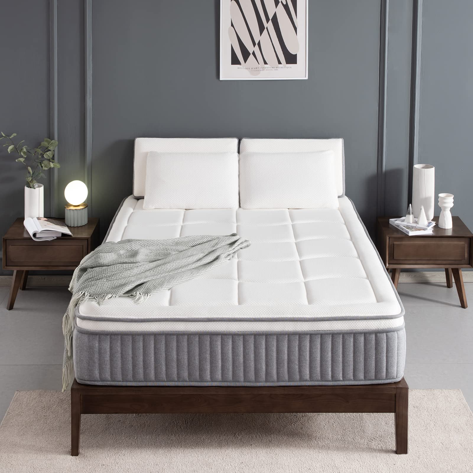 Queen Mattress, DIGLANT 12 Inch Gel Memory Foam Hybrid Mattress, Euro Top Pocket Spring Mattress in a Box, Balance Support & Motion Isolation, Medium Feel Mattress, CertiPUR-US Certified