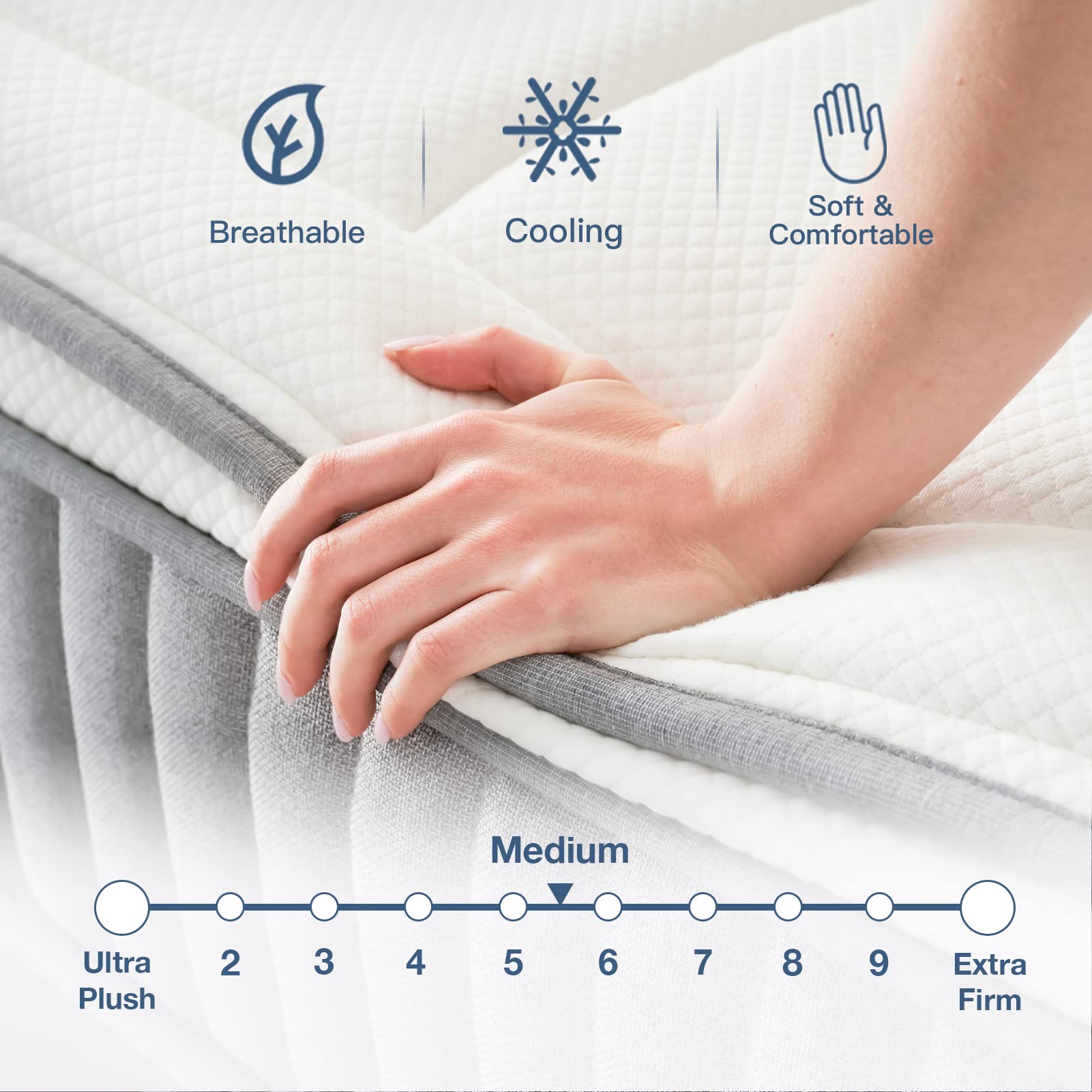 Queen Mattress, DIGLANT 12 Inch Gel Memory Foam Hybrid Mattress, Euro Top Pocket Spring Mattress in a Box, Balance Support & Motion Isolation, Medium Feel Mattress, CertiPUR-US Certified