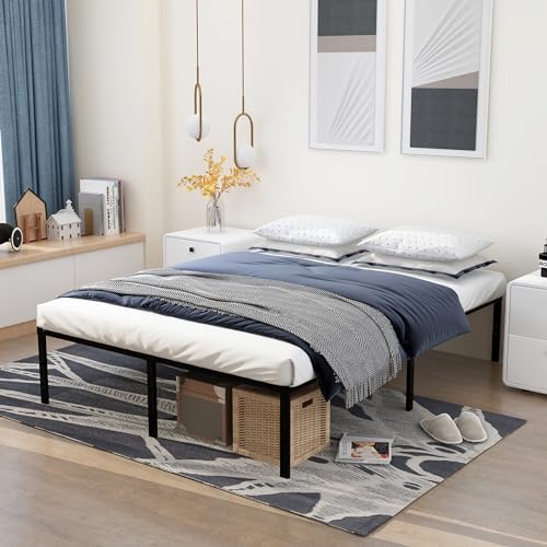 Yedop 18 Inch California King Size Bed Frames, No Box Spring Needed, 2500 lbs Heavy Duty Steel Slat Support, Non-Slip & Noise Free, California King Metal Bed Frame, Black