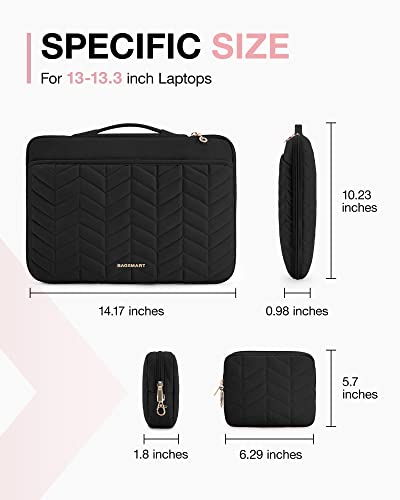 BAGSMART 13-14 inch Laptop Sleeve with Handle, Puffy Padded Laptop Case with Accessories Bag, MacBook Case Sleeve Fitted with MacBook Air Pro 13.3 inch 14 inch, Computer Sleeve Fitted with Dell,HP