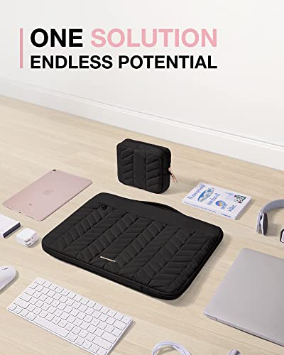 BAGSMART 13-14 inch Laptop Sleeve with Handle, Puffy Padded Laptop Case with Accessories Bag, MacBook Case Sleeve Fitted with MacBook Air Pro 13.3 inch 14 inch, Computer Sleeve Fitted with Dell,HP