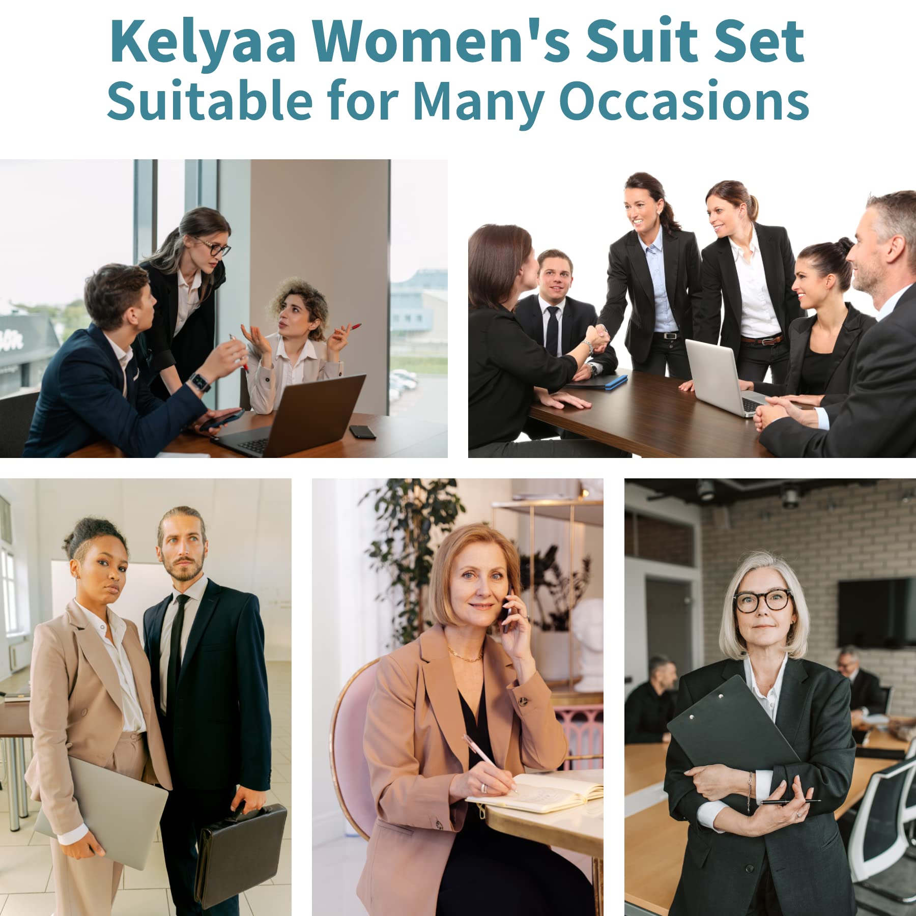 Kelyaa Women's 2 Piece Business Office Suit Lady Peaked Lapel Slim Fit One Button Blazer Jacket and Pants Set Red
