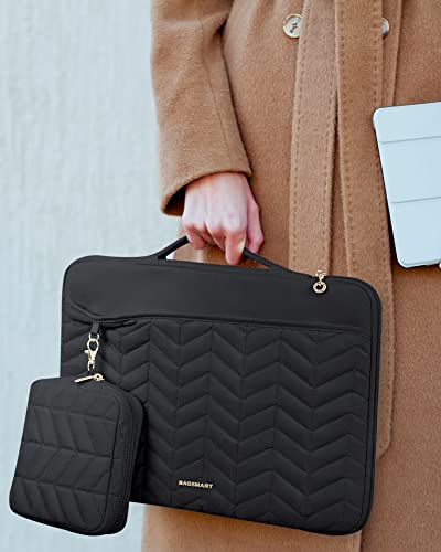BAGSMART 13-14 inch Laptop Sleeve with Handle, Puffy Padded Laptop Case with Accessories Bag, MacBook Case Sleeve Fitted with MacBook Air Pro 13.3 inch 14 inch, Computer Sleeve Fitted with Dell,HP