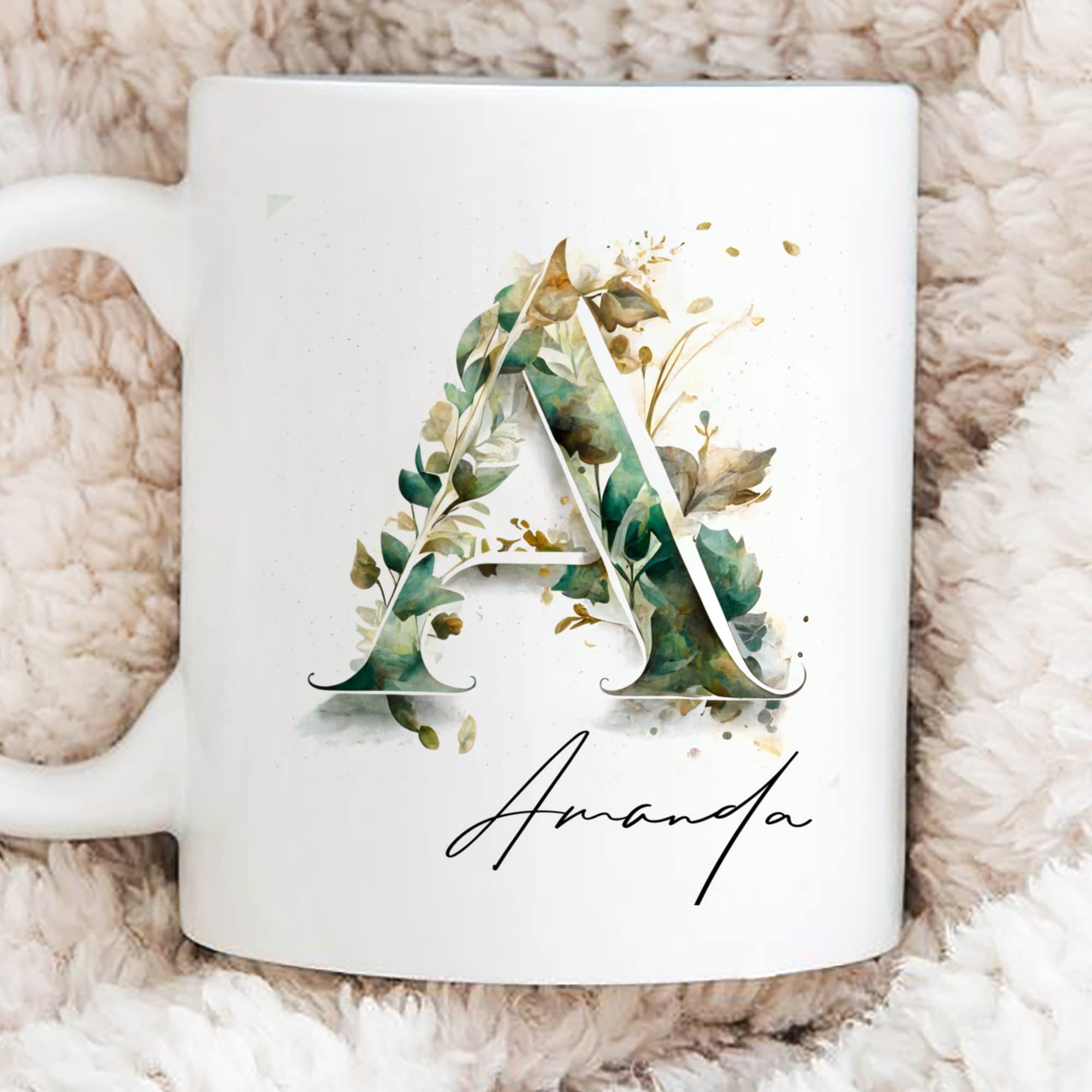 Gossby Personalized Custom Mug (A) Personalized Alphabet Customized Coffee Mug Cup Gift for Girlfriend/Wife/Mom/Sister, Personalized White Ceramic Mug 11oz 15oz Gifts for Special Day