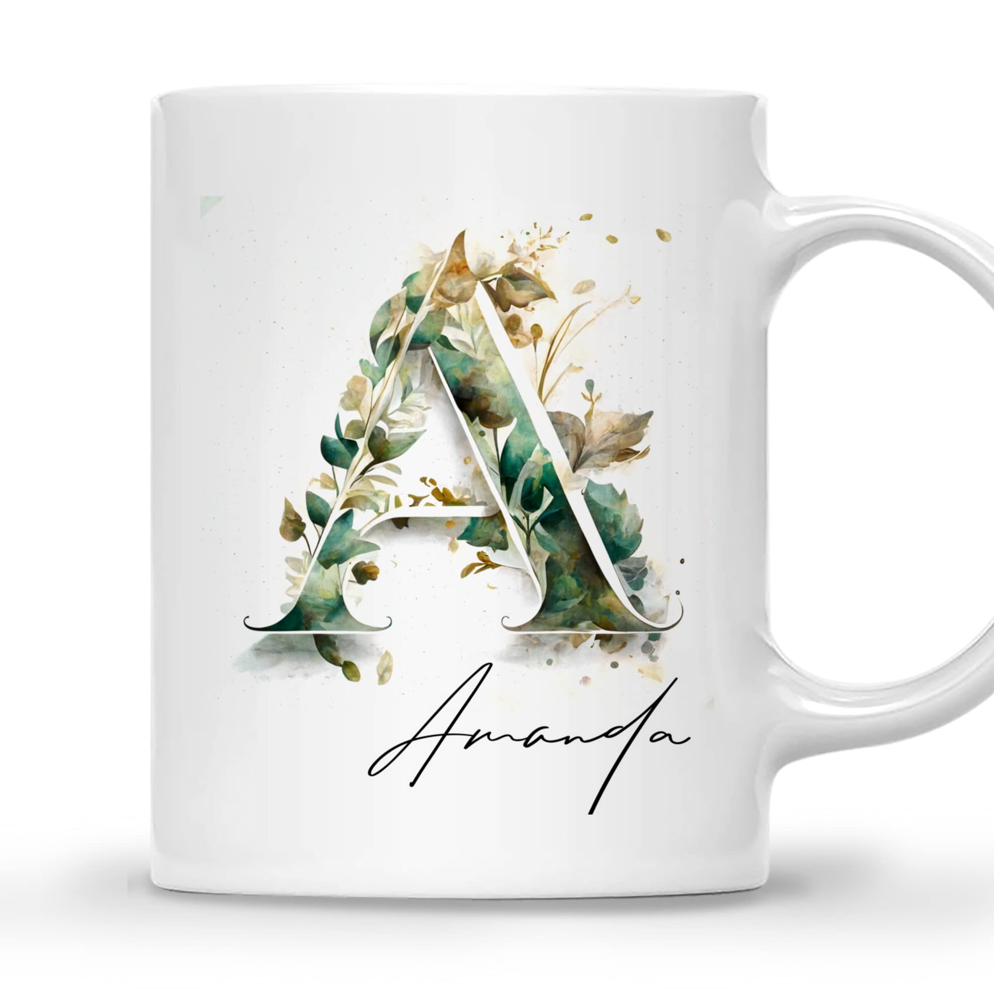 Gossby Personalized Custom Mug (A) Personalized Alphabet Customized Coffee Mug Cup Gift for Girlfriend/Wife/Mom/Sister, Personalized White Ceramic Mug 11oz 15oz Gifts for Special Day