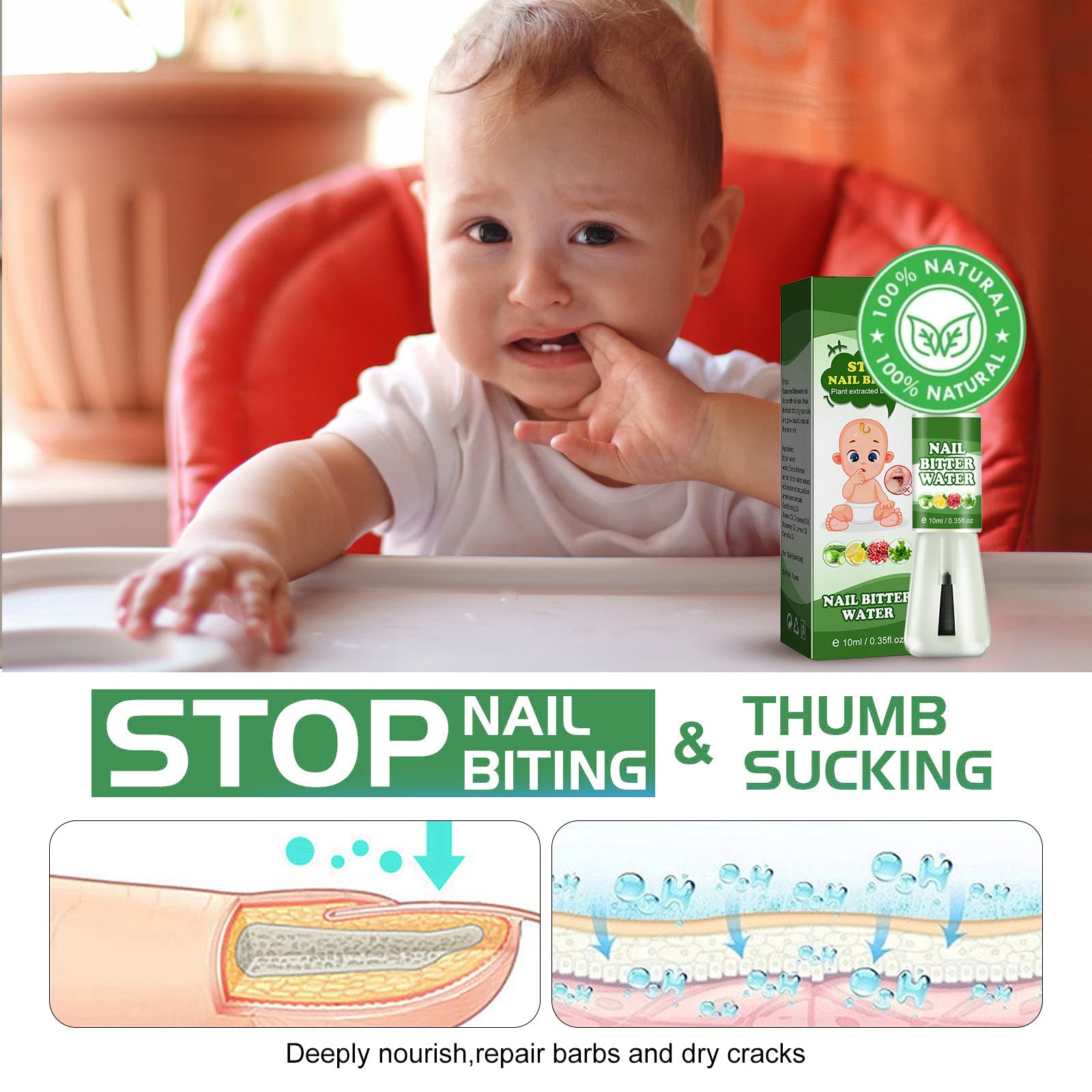 SANQIZ Nail Treatment - Bitter Taste, Safe Natural Plant Extract - 0.35 Fl Oz Drop - Nail-Biting and Thumb-Sucking Deterrent
