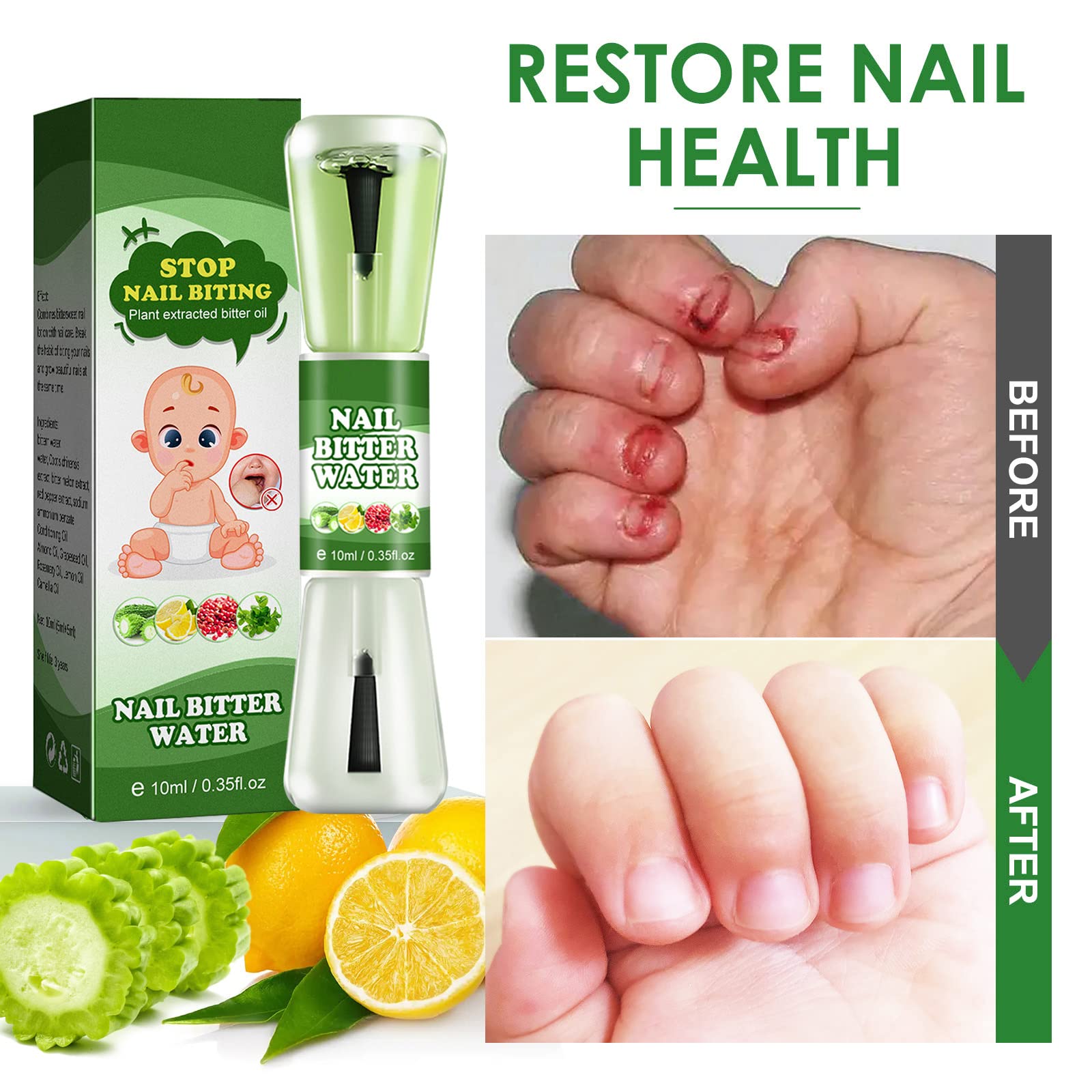 SANQIZ Nail Treatment - Bitter Taste, Safe Natural Plant Extract - 0.35 Fl Oz Drop - Nail-Biting and Thumb-Sucking Deterrent
