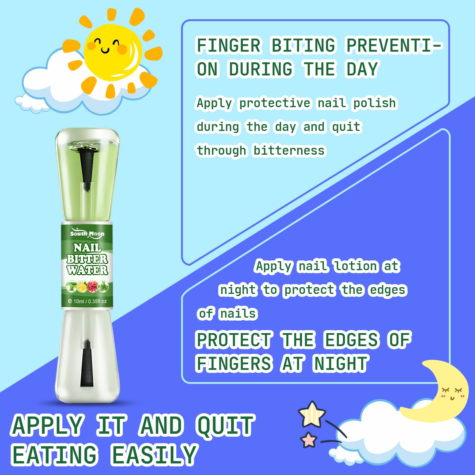 SANQIZ Nail Treatment - Bitter Taste, Safe Natural Plant Extract - 0.35 Fl Oz Drop - Nail-Biting and Thumb-Sucking Deterrent