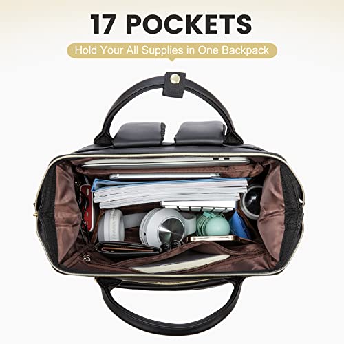 LOVEVOOK Travel Laptop Backpack Women PU Leather Work Backpack Purse Inch Teacher Nurse Bag